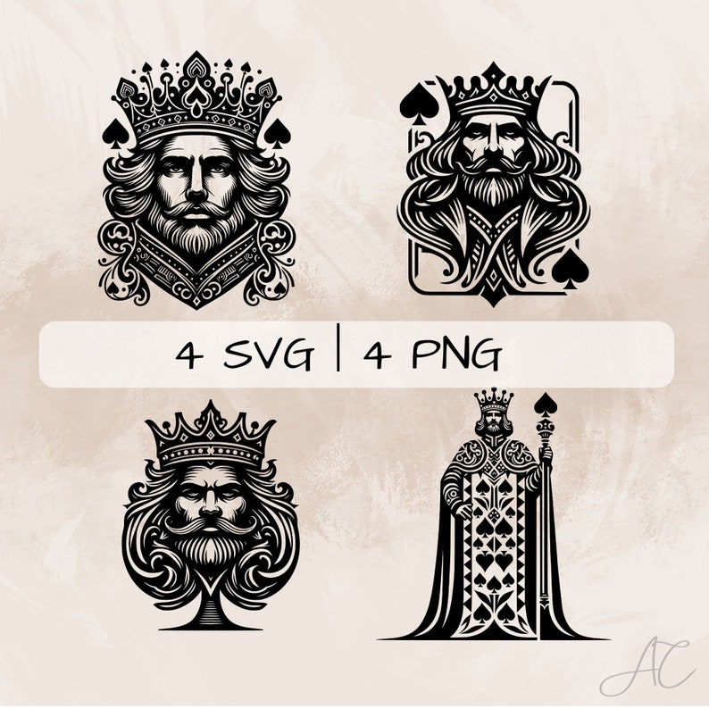 King of Spades SVG Bundle, King PNG, Spade Card Clipart, Hand Drawn ...