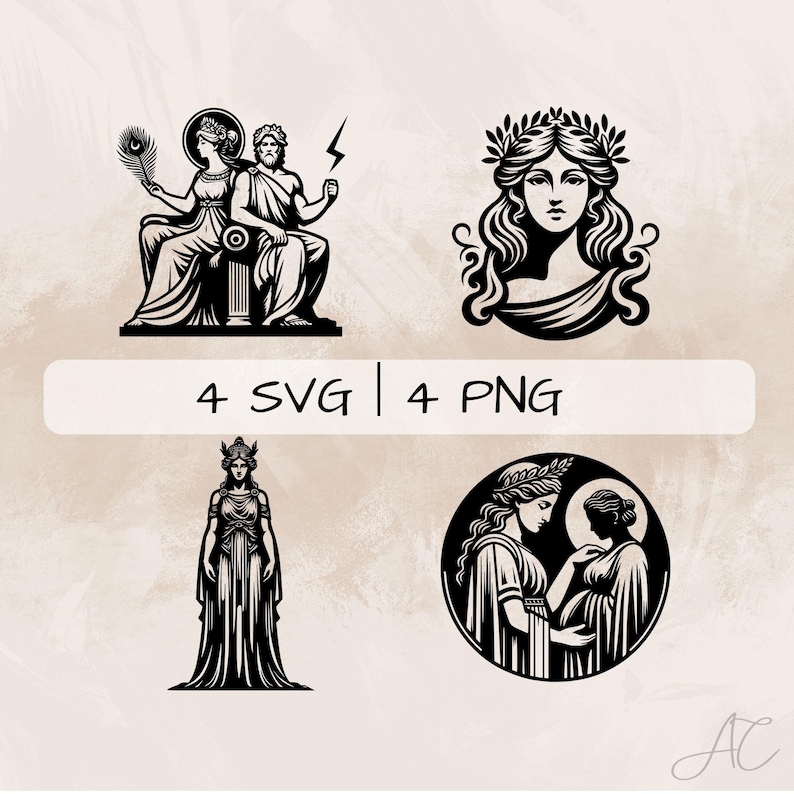 Hera SVG Bundle, Goddess Hera PNG , Hera and Zeusclipart, Hand Drawn ...