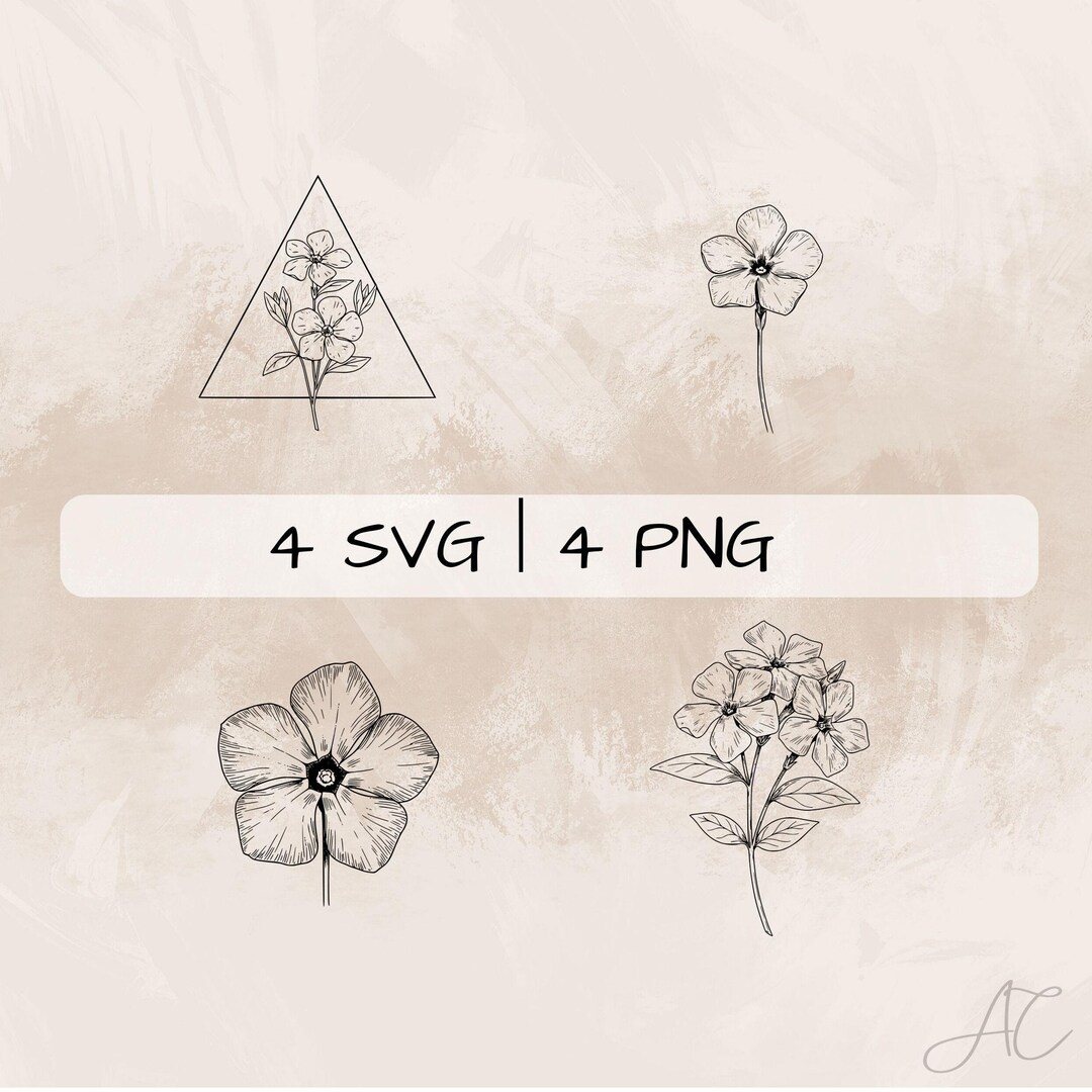 Periwinkle SVG Bundle, Periwinkle Flower PNG ,periwinkle Clipart, Hand ...