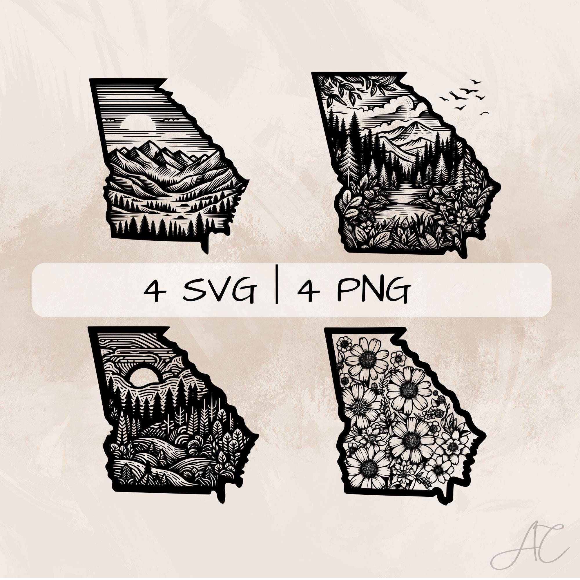 Georgia SVG Bundle, Georgia Outline PNG ,georgia Map Clipart, Hand ...