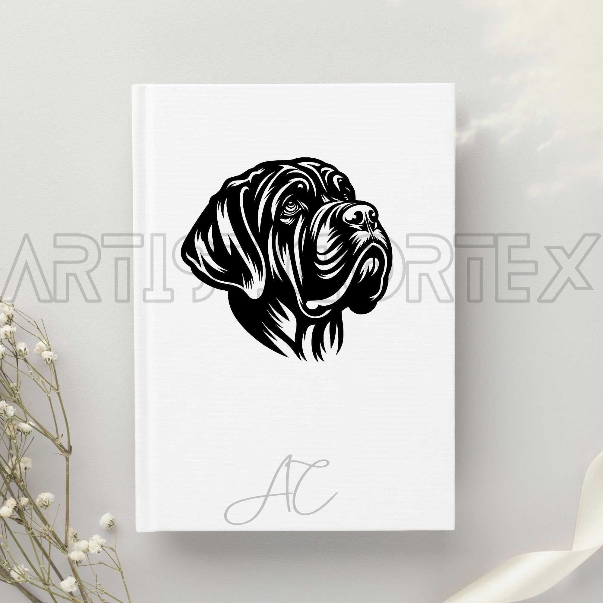 Mastiff SVG Bundle, Mastiff and Flowers PNG, Mastiff Dog Clipart , Hand ...