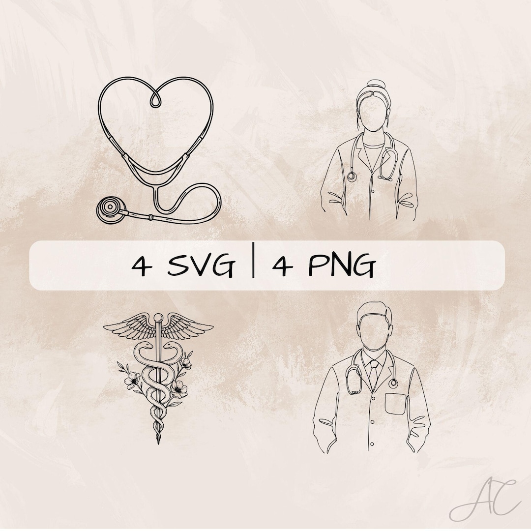 Doctor SVG Bundle, Doctor PNG , Caduceus Clipart, Hand Drawn Doctor ...