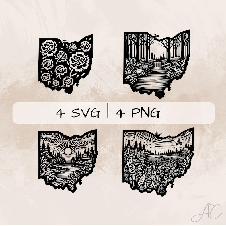 Ohio SVG Bundle, Ohio Map PNG ,ohio Outline Clipart, Hand Drawn Ohio ...