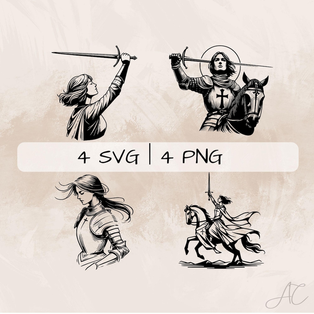 Joan of Arc SVG Bundle, Saint Joan of Arc PNG, Joan of Arc and Horse ...