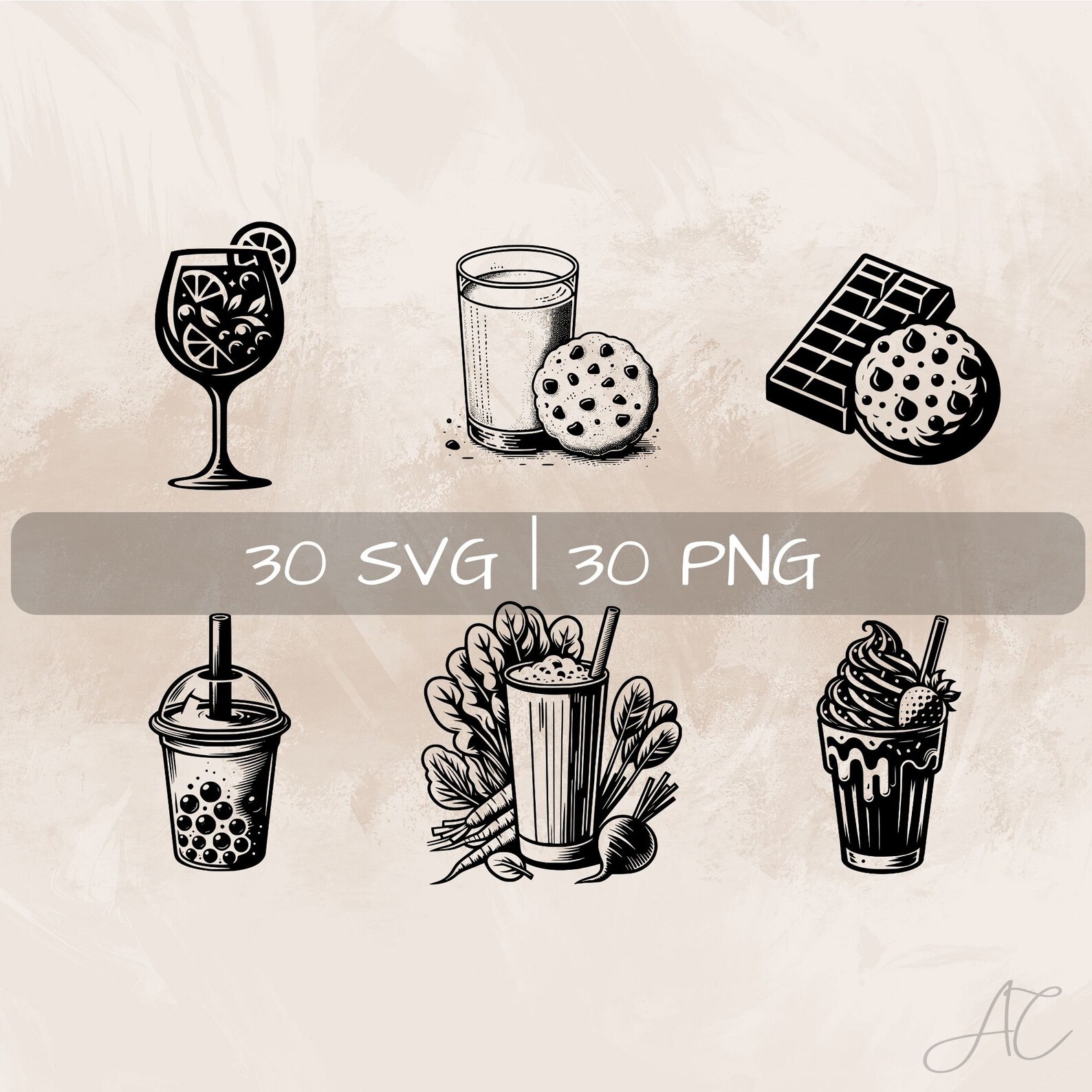 Mega Coffee Shop SVG Bundle, Food and Drink PNG, Coffee Shop Clipart ...