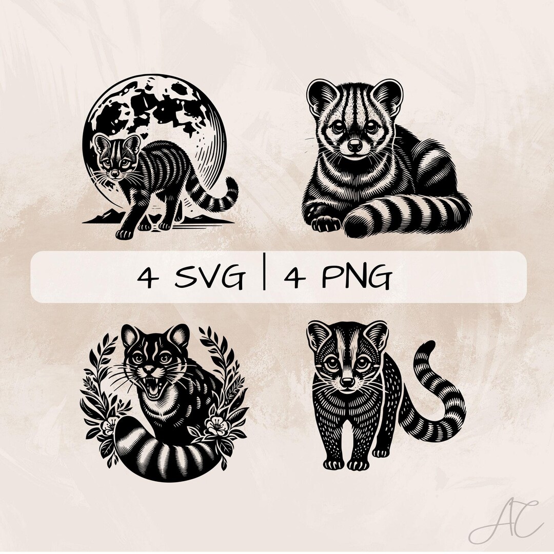 Genet SVG Bundle, Genet Face PNG , Floral Genet Clipart, Hand Drawn ...