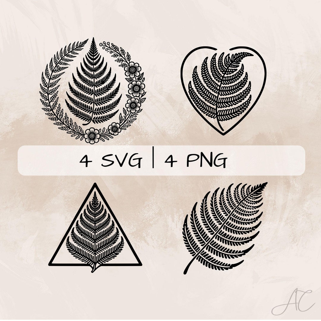 Fern Leaf SVG Bundle, Fern PNG ,fern Leaf Clipart, Hand Drawn Fern Leaf ...