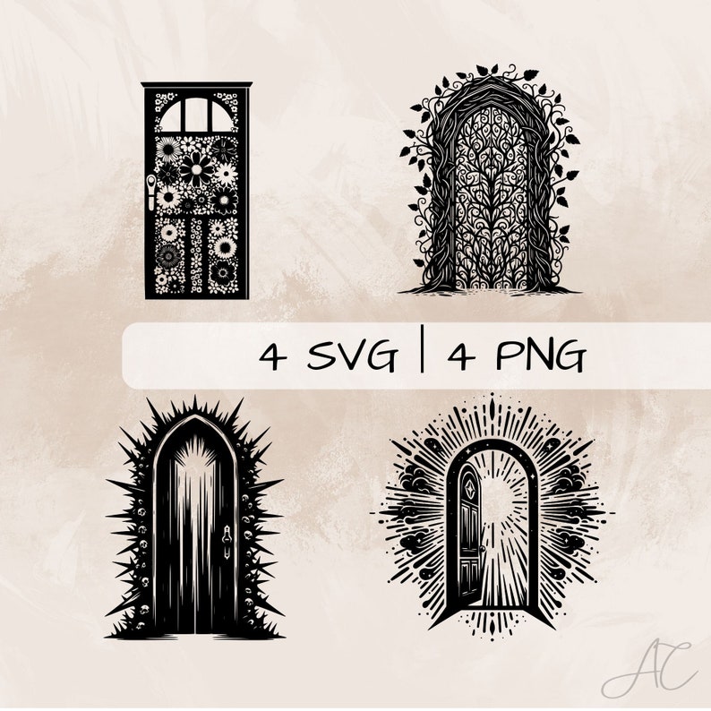 Door SVG Bundle, Magic Door PNG, Floral Door Clipart , Hand Drawn Door ...