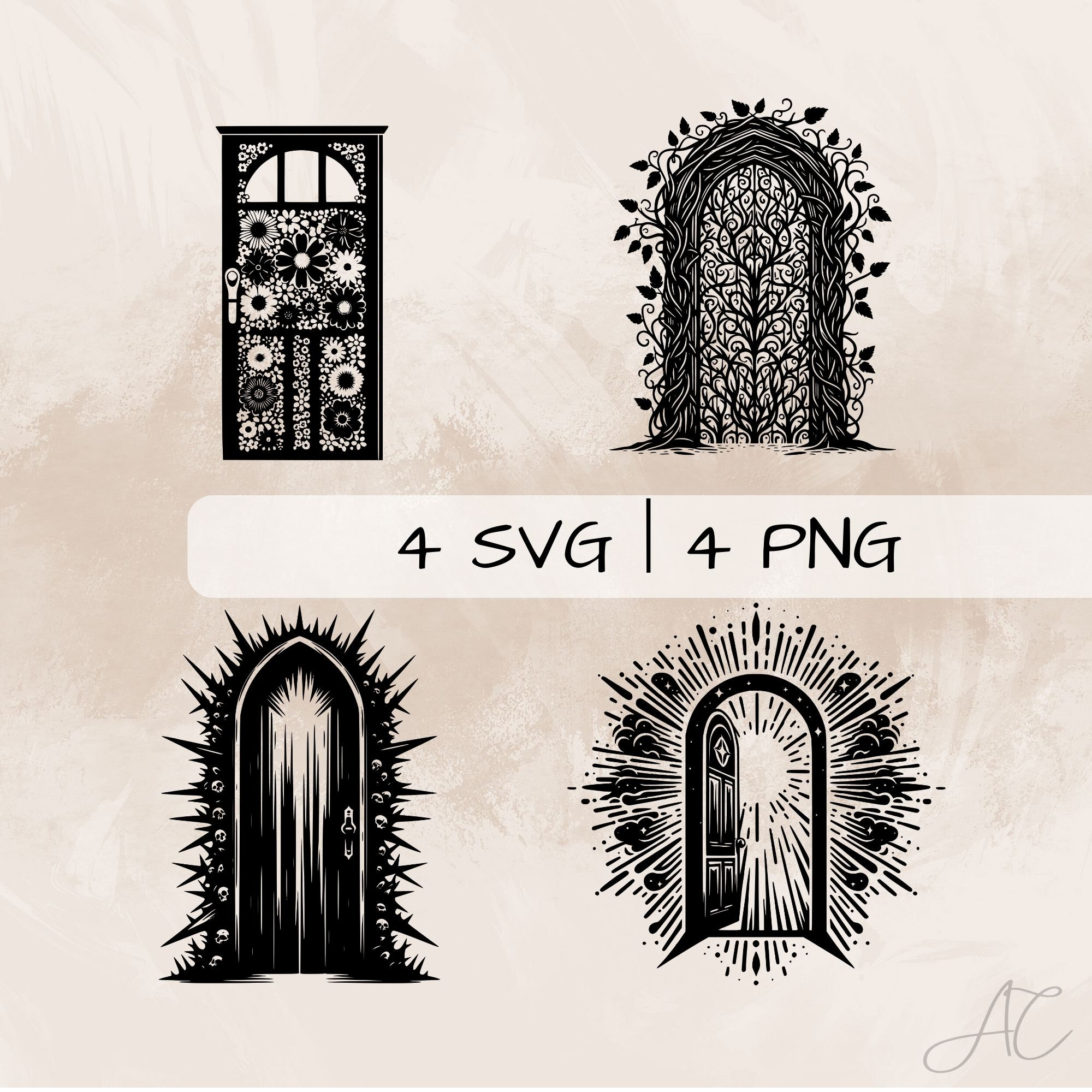 Door SVG Bundle, Magic Door PNG, Floral Door Clipart , Hand Drawn Door ...