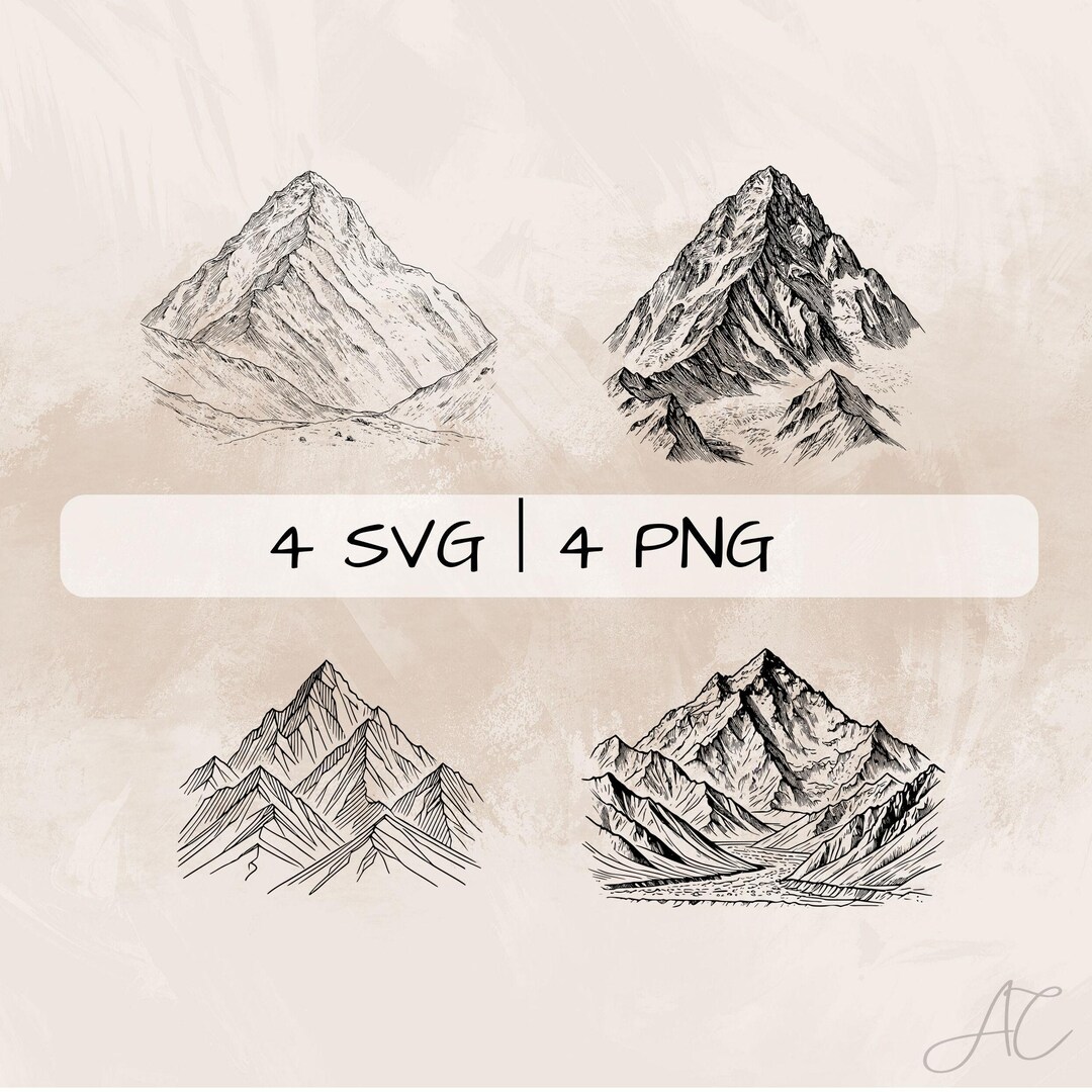 K2 SVG Bundle, K2 Mountain PNG , Mountain Clipart, Hand Drawn K2 ...