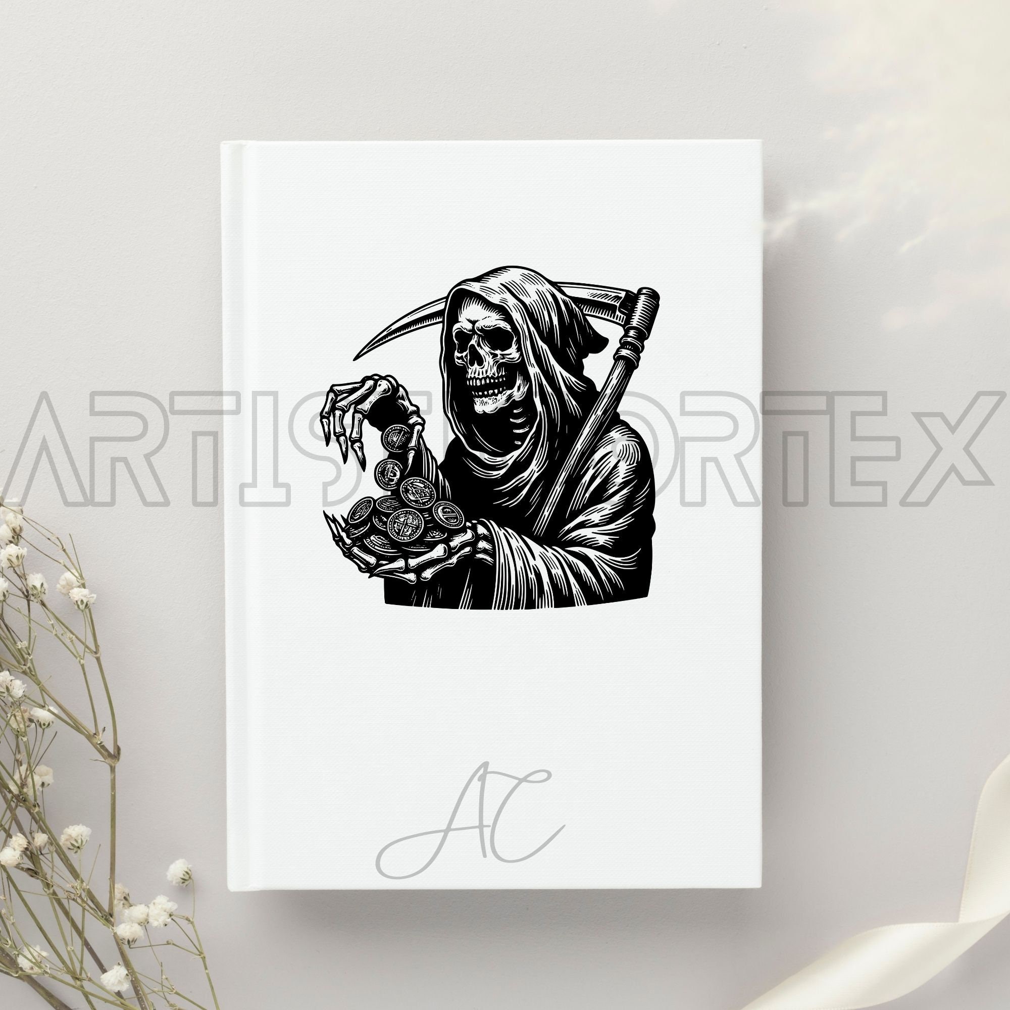 Grim Reaper SVG Bundle, Reaper PNG, Death Clipart, Hand Drawn Grim ...