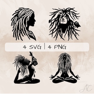 Dreadlocks SVG Bundle, Caucasian Dreadlocks PNG, Yoga Clipart, Hand ...