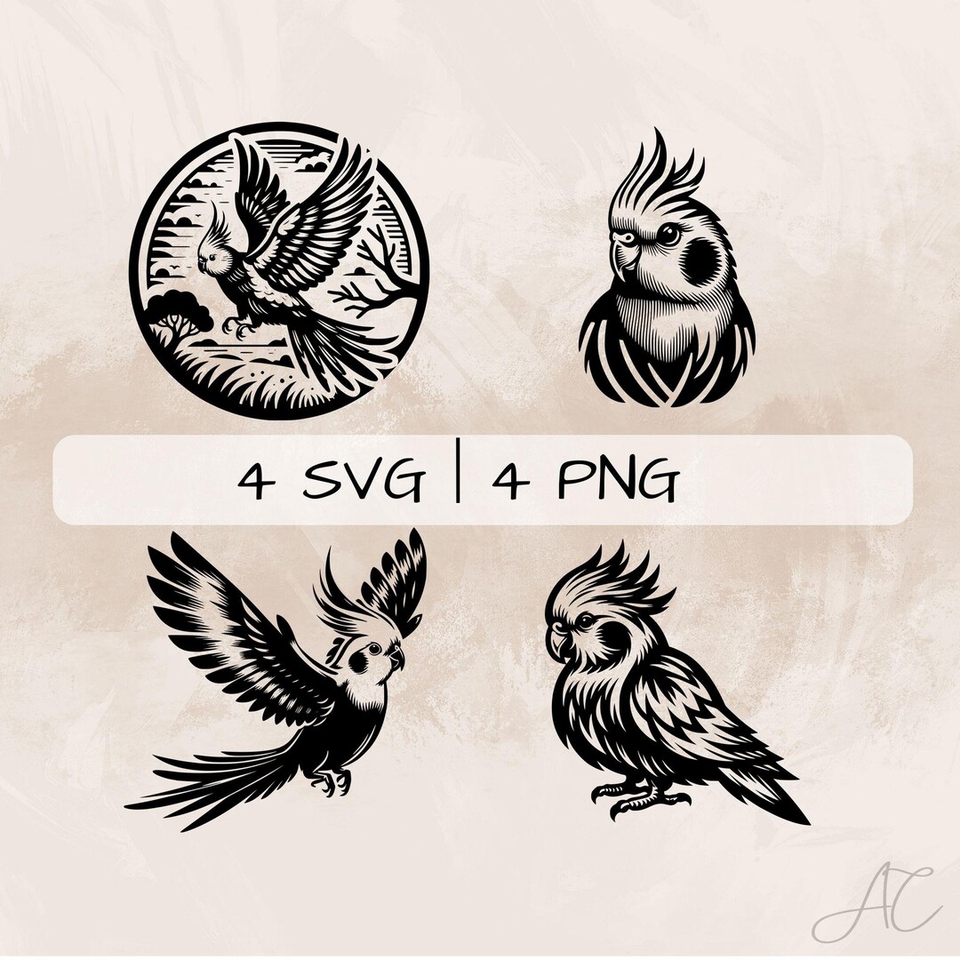 Cockatiel SVG Bundle, Flying Cockatiel PNG , Cockatiel Face Clipart ...