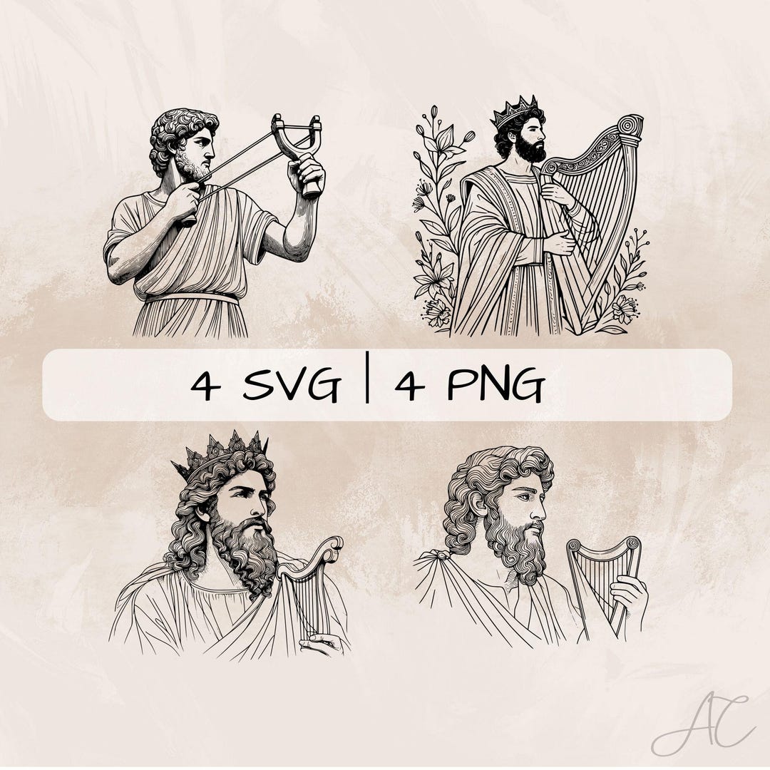 King David SVG Bundle, King David and Harp PNG, King David and ...