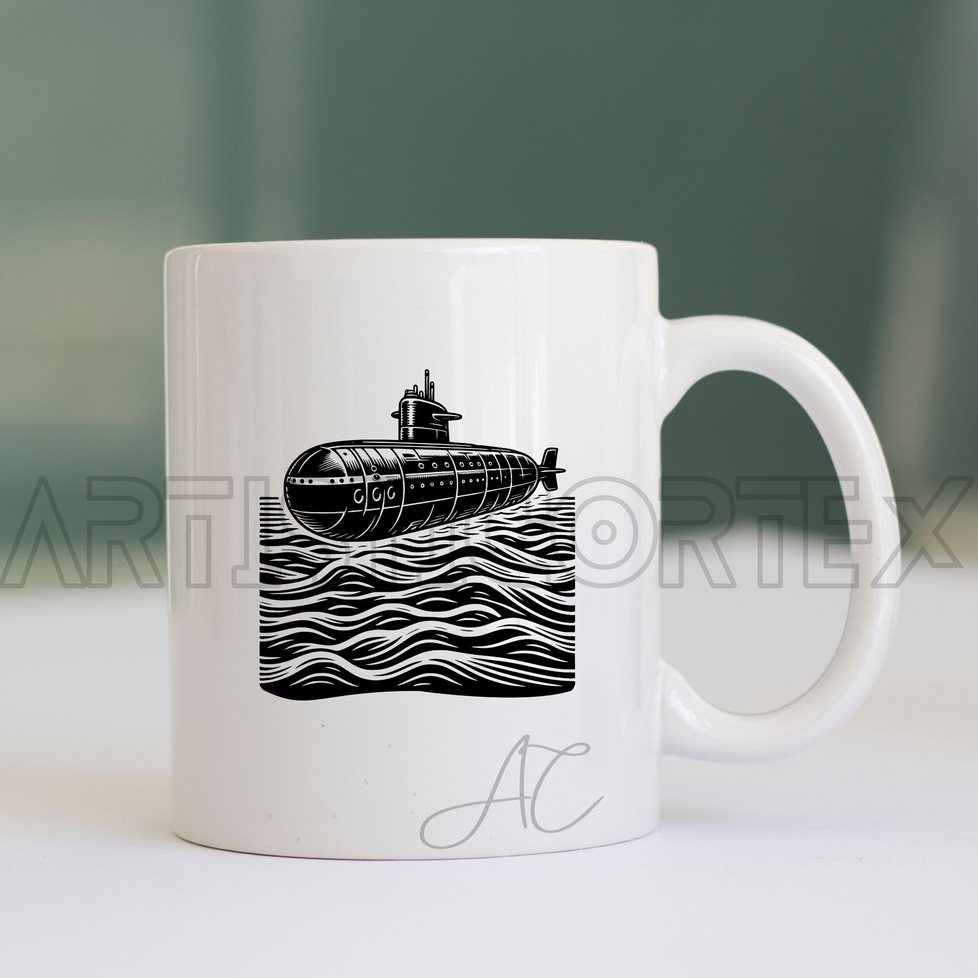 Submarine SVG Bundle, Submarine in Sea PNG, Submarine Scene, Hand Drawn ...