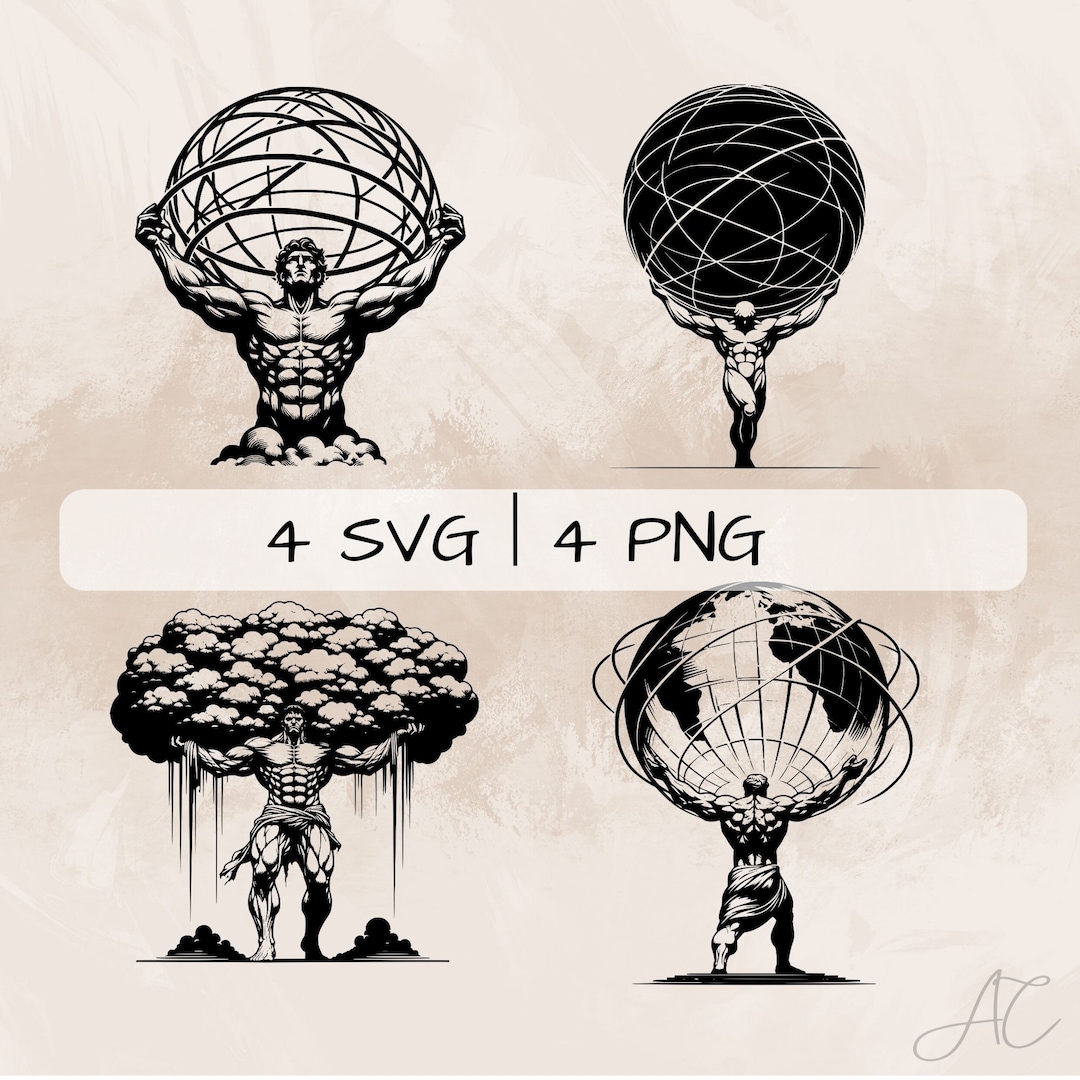 Atlas SVG Bundle, Atlas Holding the World PNG, Atlas and Sky Clipart ...