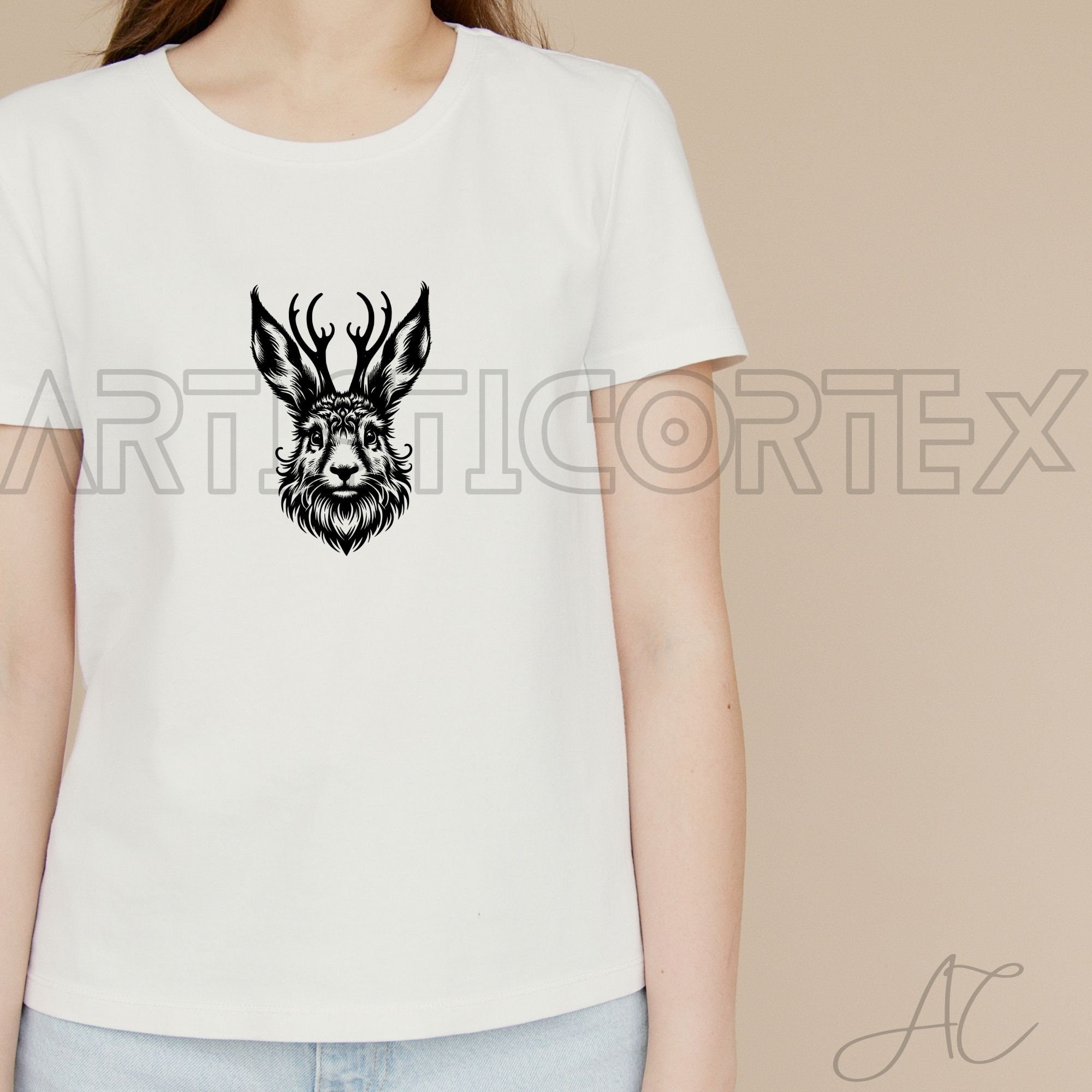 Jackalope SVG Bundle, Jackalope Face PNG, Jackrabbit Clipart, Hand ...