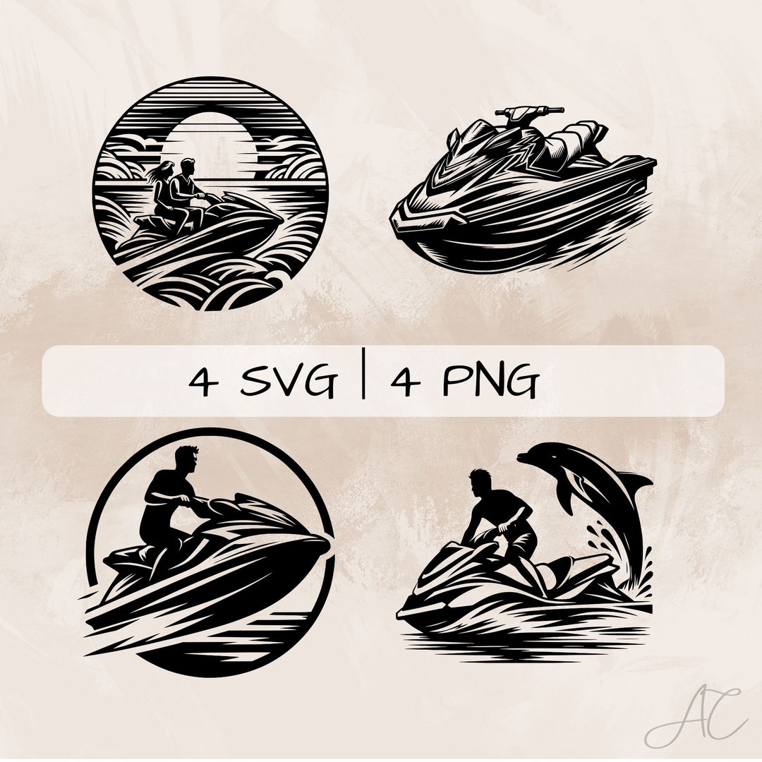 Jet Ski SVG Bundle, Jet Ski and Dolphin PNG, Jet Ski and Sunset Clipart ...