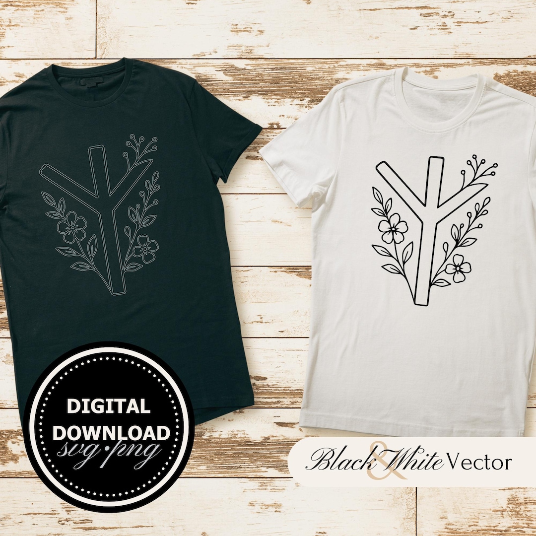 Algiz SVG Bundle, Algiz Rune PNG, Algiz Viking Rune Clipart, Hand Drawn ...