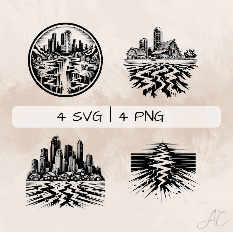 Earthquake SVG Bundle, Natural Disasters PNG, Ground Cracking Clipart ...