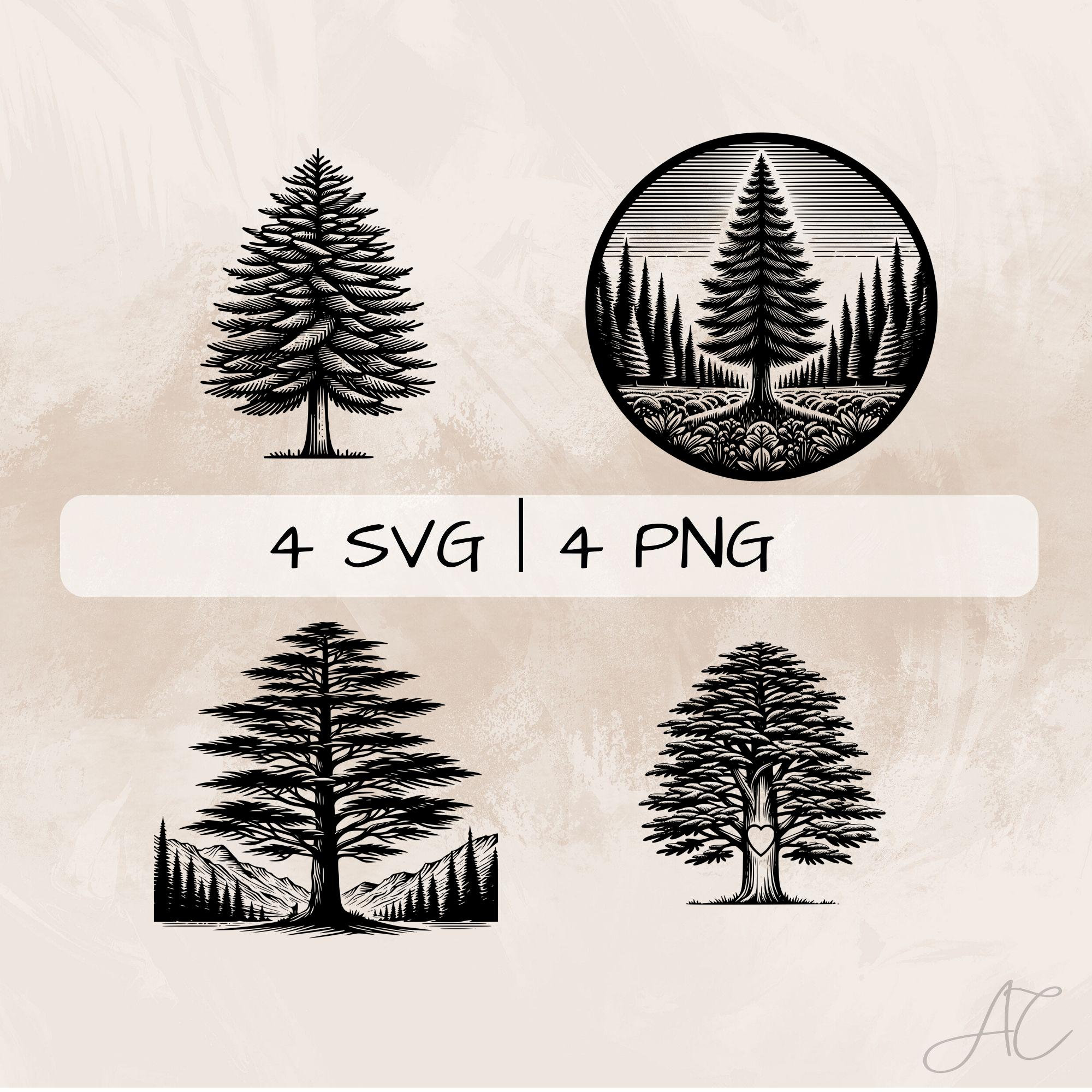 Cedar Tree SVG Bundle, Cedar Tree in Forest PNG ,cedar Tree With Heart ...