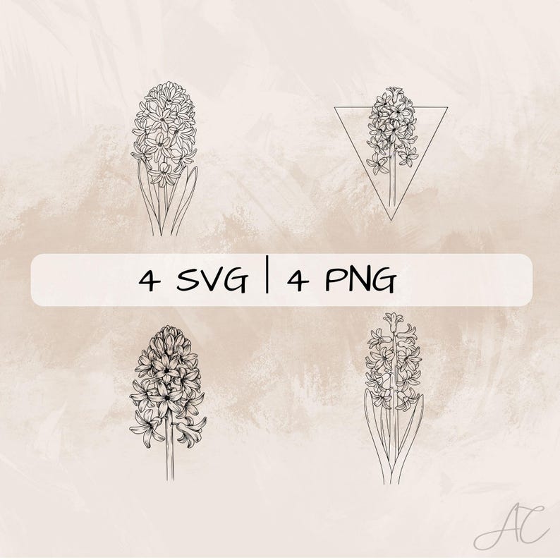 Hyacinth SVG Bundle, Hyacinth Flower PNG ,hyacinth Clipart, Hand Drawn ...