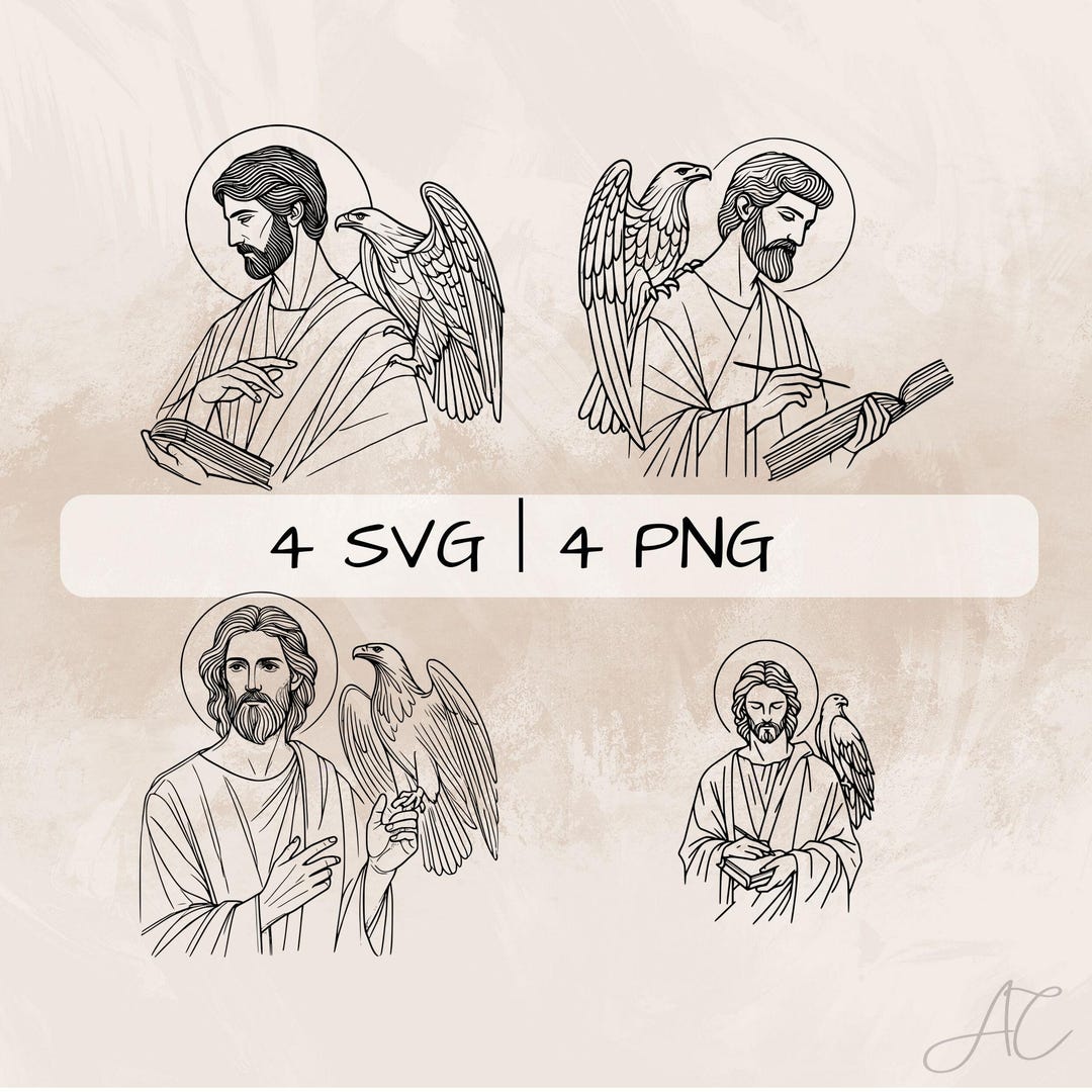 Saint John SVG Bundle, Saint John the Evangelist PNG, St John and Eagle ...