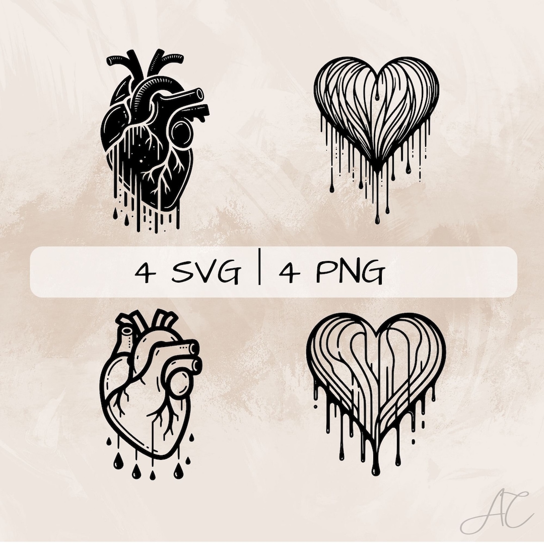 Bloody Heart SVG, Anatomical Heart PNG, Bleeding Heart Clipart, Hand ...