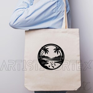 Beach Scene SVG Bundle, Beach and Footprints PNG, Beach and Sunset ...