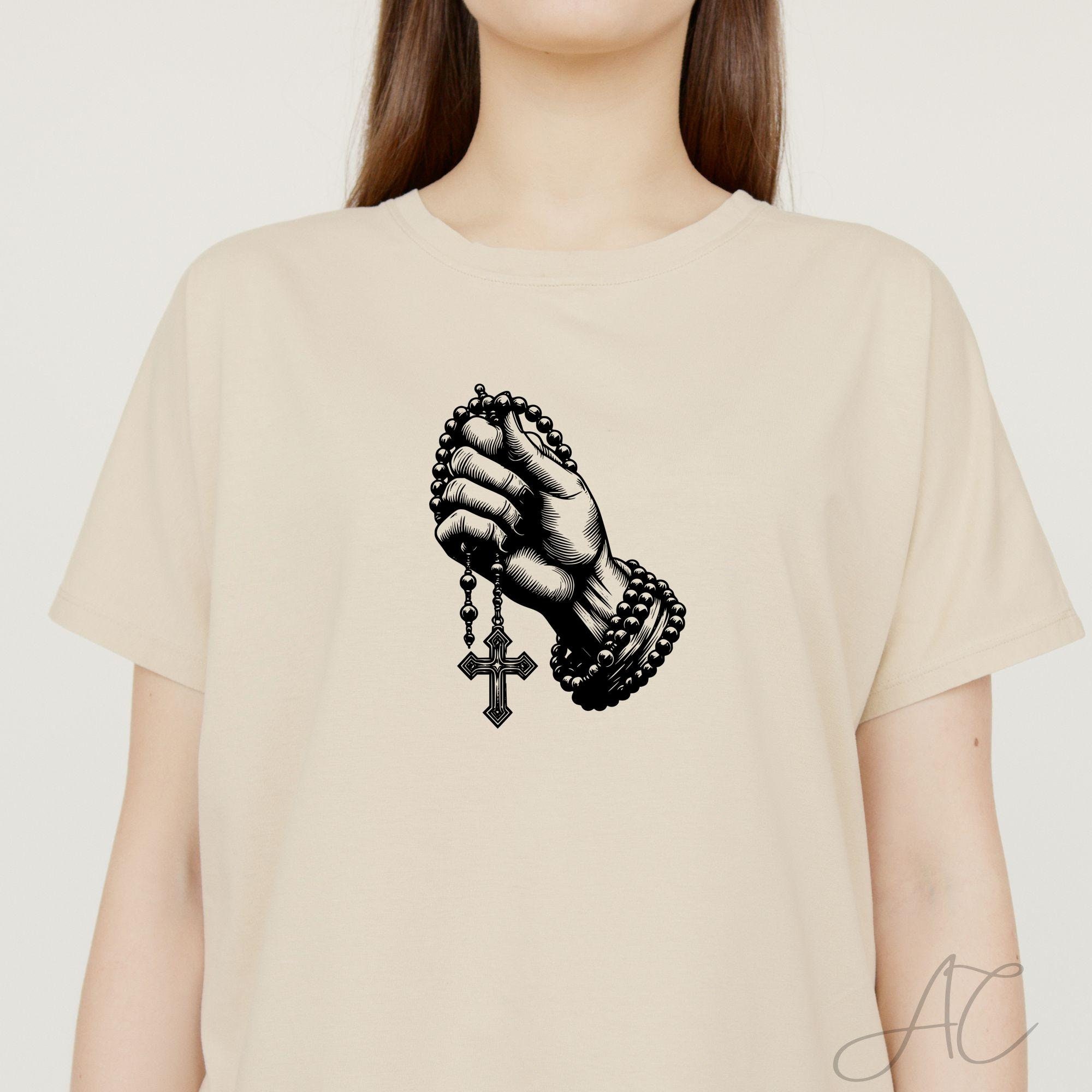 Rosary SVG Bundle, Floral Rosary PNG, Rosary in Hands Clipart, Hand ...