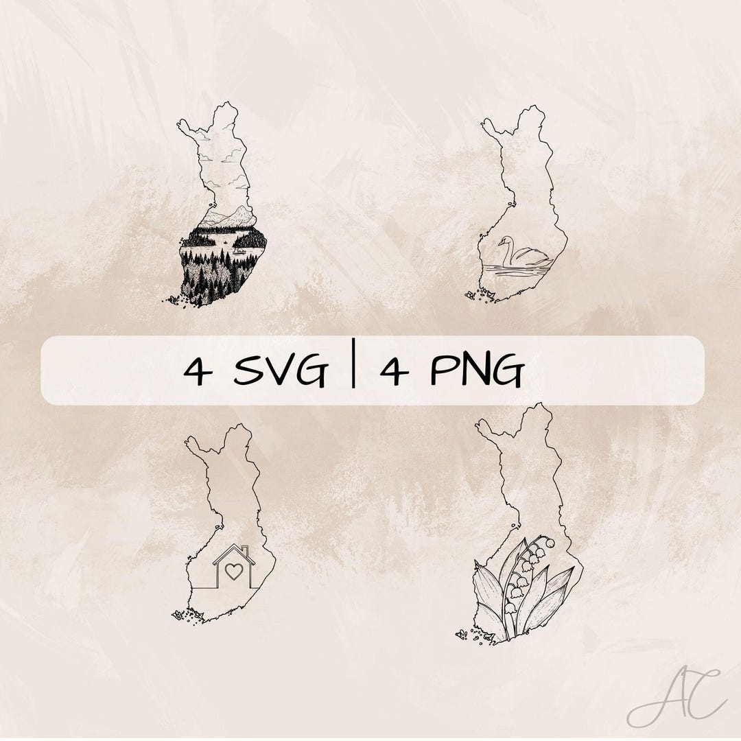 Finland SVG Bundle, Finland Outline PNG , Finland Map Clipart, Hand ...