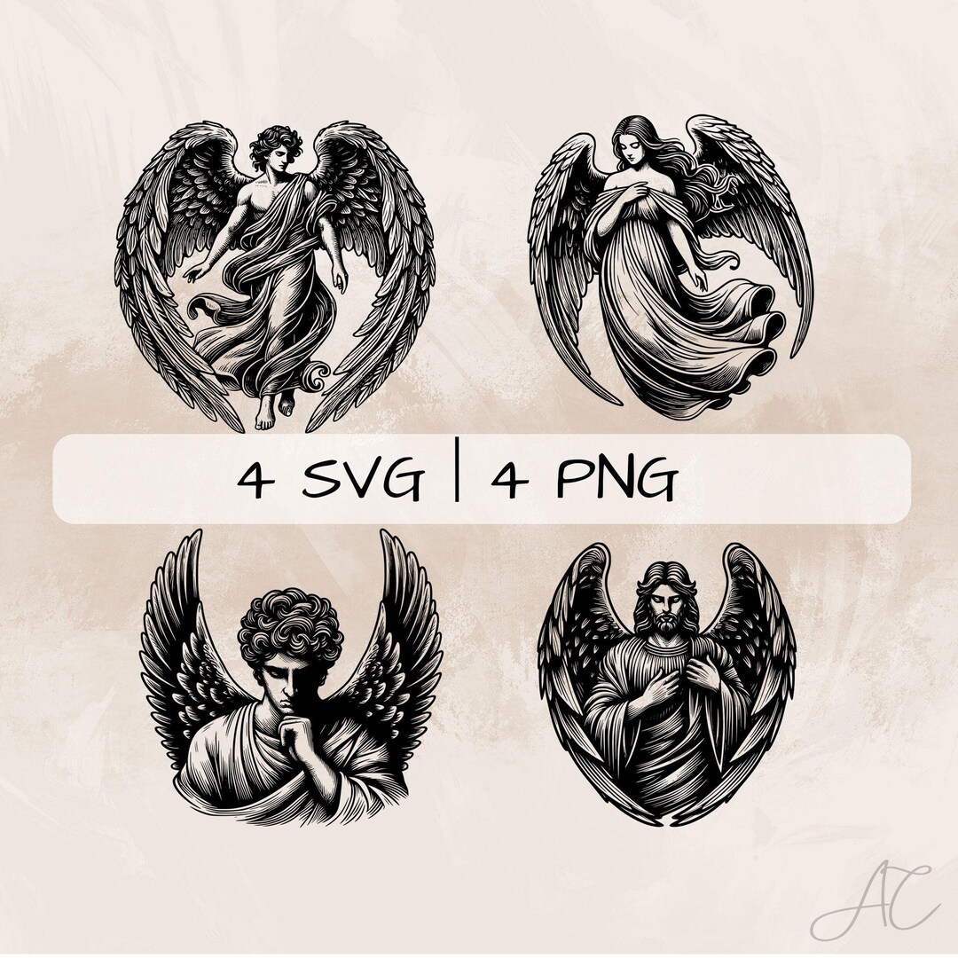 Angel SVG Bundle, Angels PNG, Angel Clipart, Hand Drawn Angel Pictures ...