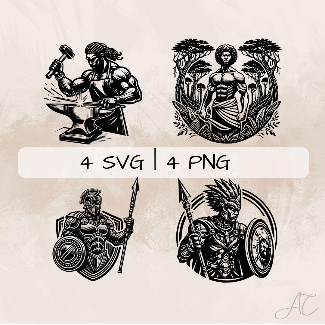 Ogun SVG Bundle, Warrior God PNG ,african Mythology Clipart, Hand Drawn ...