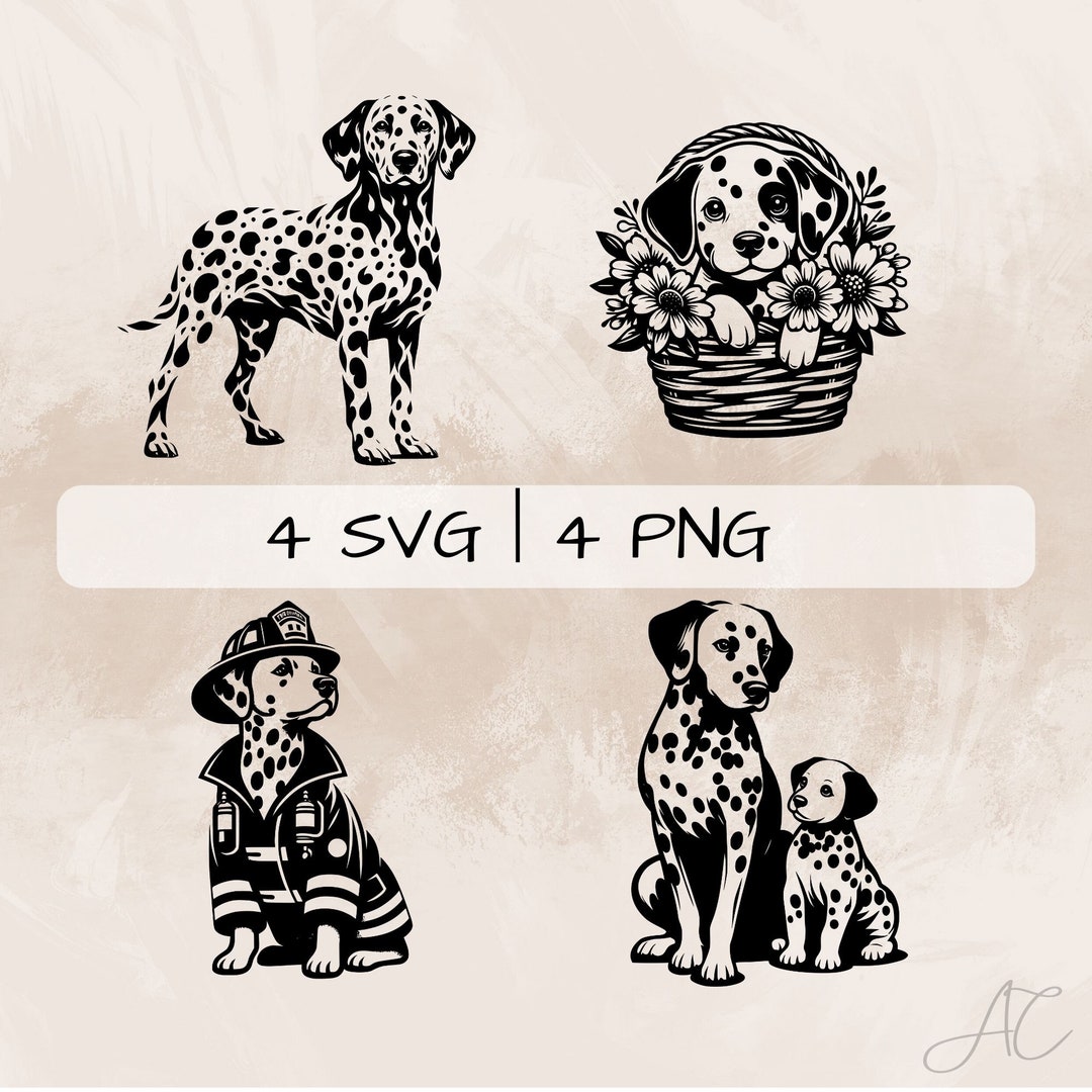 Dalmatian SVG Bundle, Dalmatian Dog With Flowers PNG, Dalmatian ...