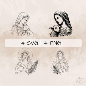 St Agnes SVG Bundle, Saint Agnes PNG, St Agnes and Lamb Clipart, Hand ...