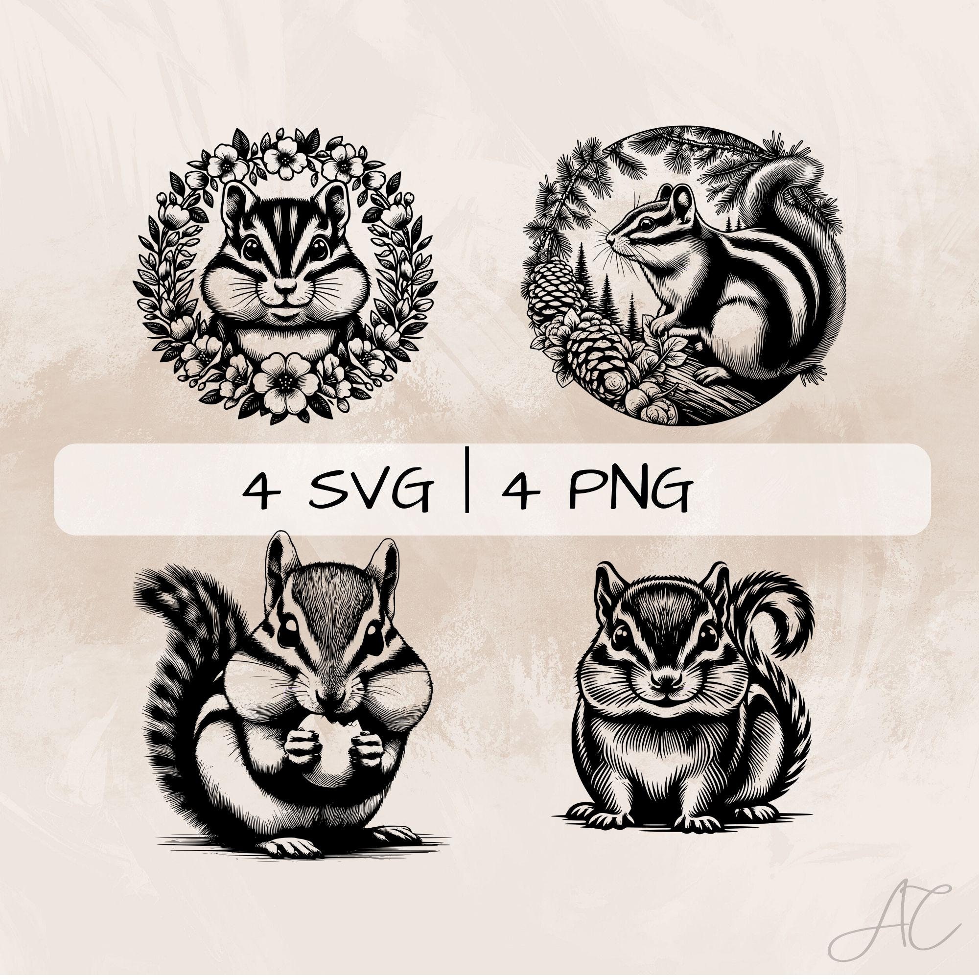 Chipmunk SVG Bundle, Chipmunk Eating PNG ,chipmunk Face Clipart, Hand ...