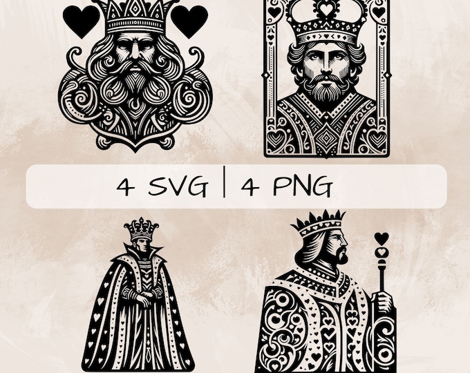 Kings Svg Bundle, King Png Bundle, King Playing Cards Png, King of ...