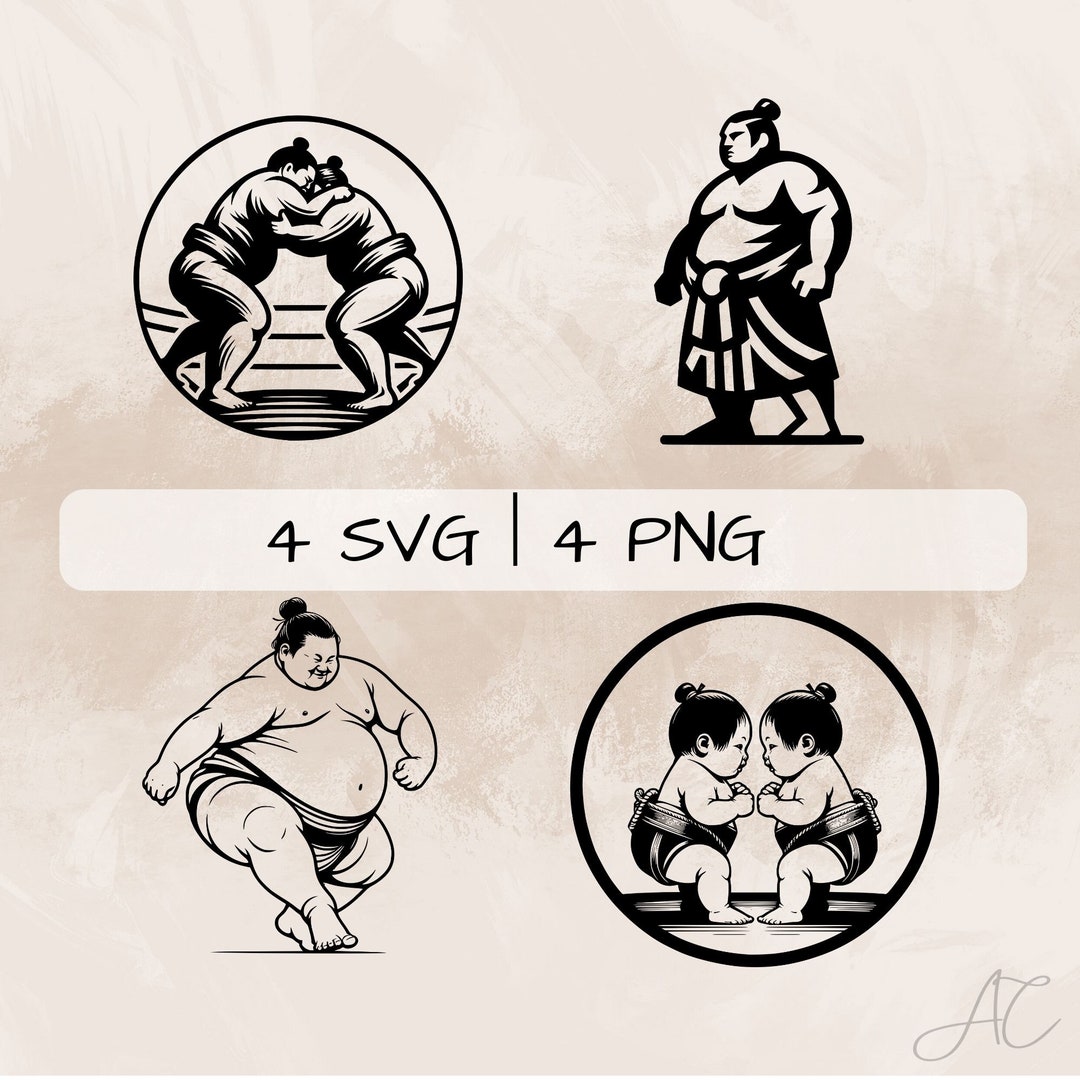 Sumo Wrestler SVG Bundle, Baby Sumo PNG, Funny Sumo Wrestler Clipart ...