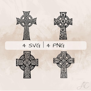 Celtic Cross SVG Bundle, Cross PNG , Floral Celtic Cross Clipart, Hand ...