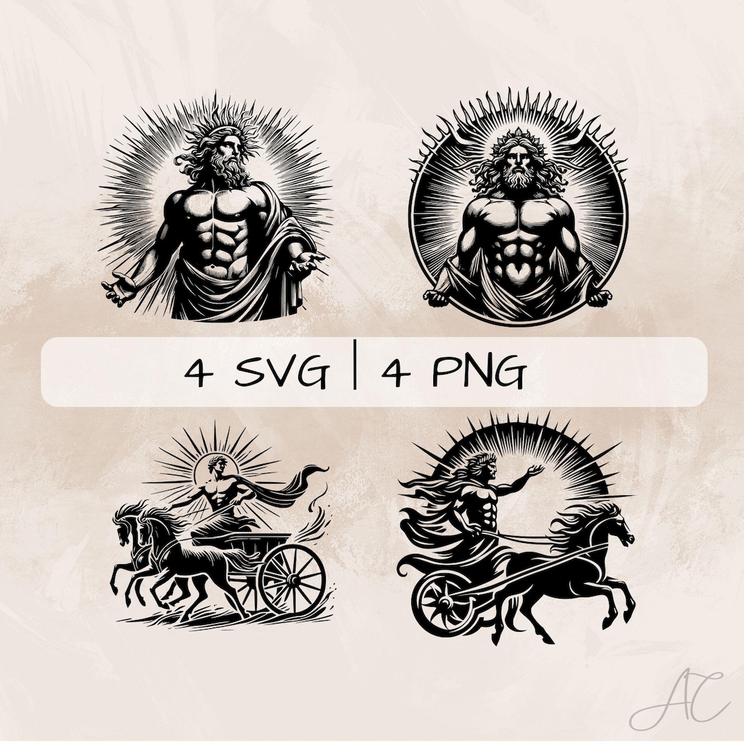 Helios SVG Bundle, God of the Sun PNG , Greek Mythology Clipart, Hand ...