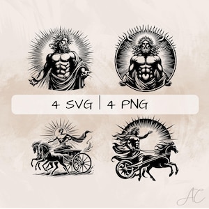 Helios SVG Bundle, God of the Sun PNG , Greek Mythology Clipart, Hand ...