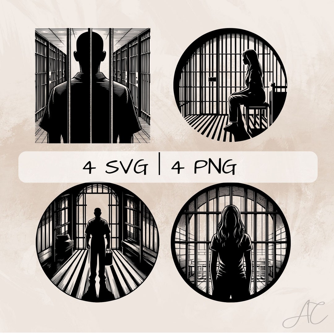 Prisoner SVG Bundle, Jail PNG, Inmate Clipart, Hand Drawn Prisoner ...