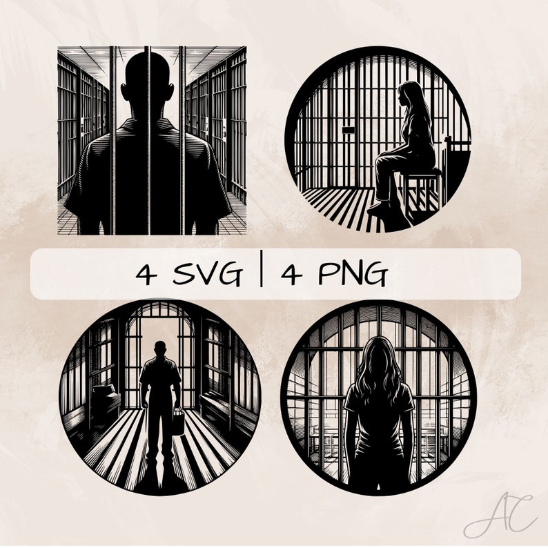 Prisoner SVG Bundle, Jail PNG, Inmate Clipart, Hand Drawn Prisoner ...