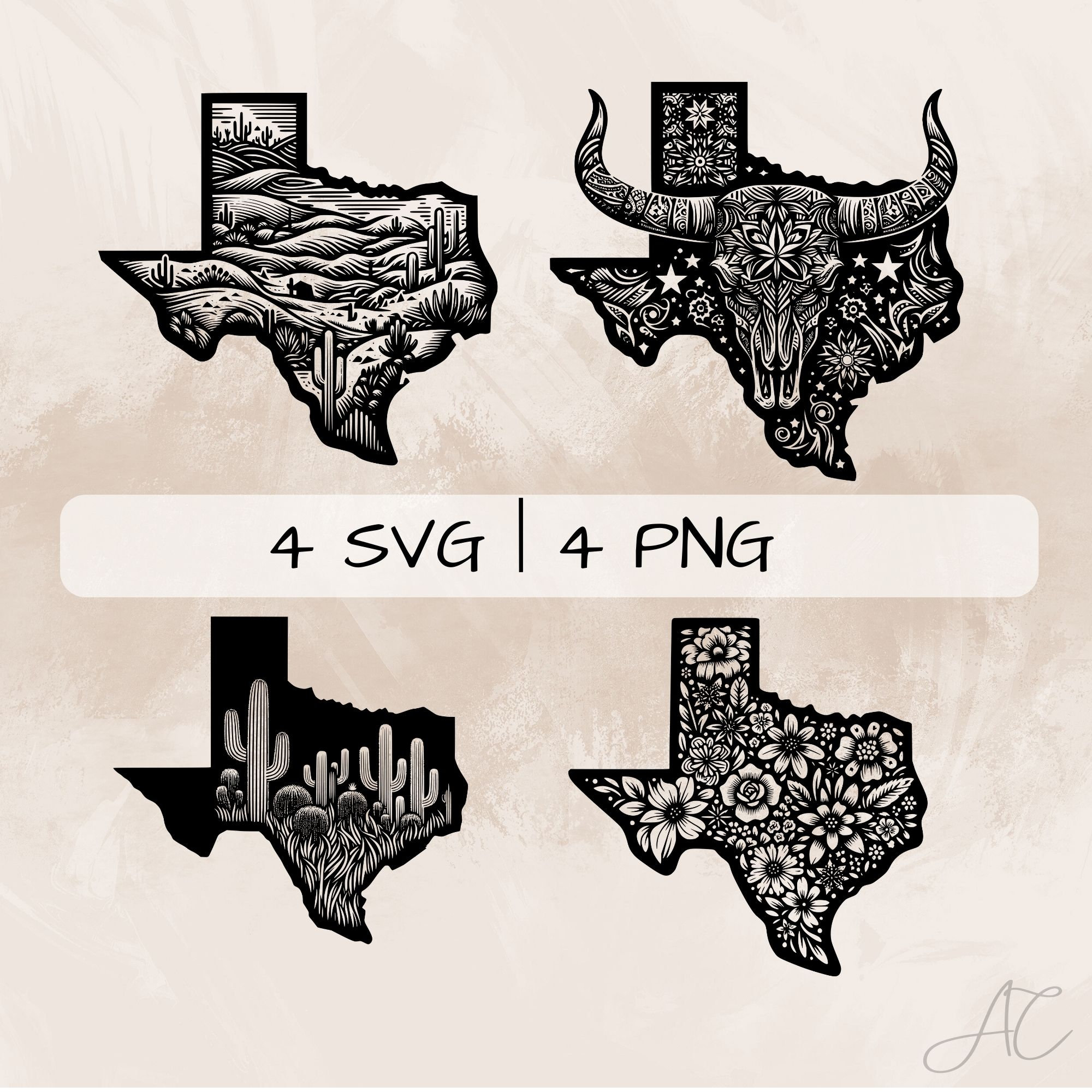 Texas SVG Bundle, Texas Map PNG, Texas Outline Clipart, Hand Drawn ...