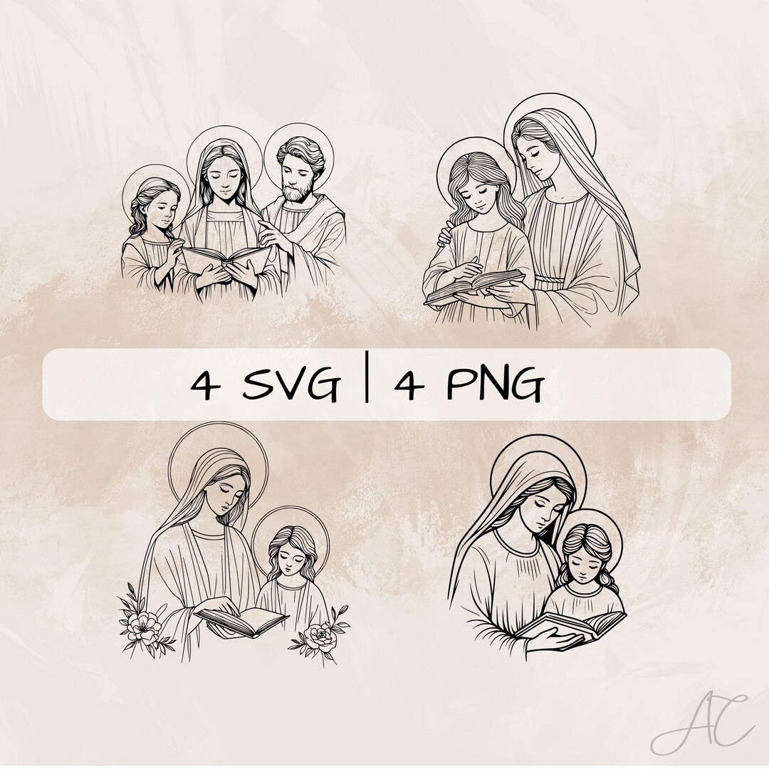Saint Anne SVG Bundle, St Anne PNG ,saint Anne Clipart, Hand Drawn ...