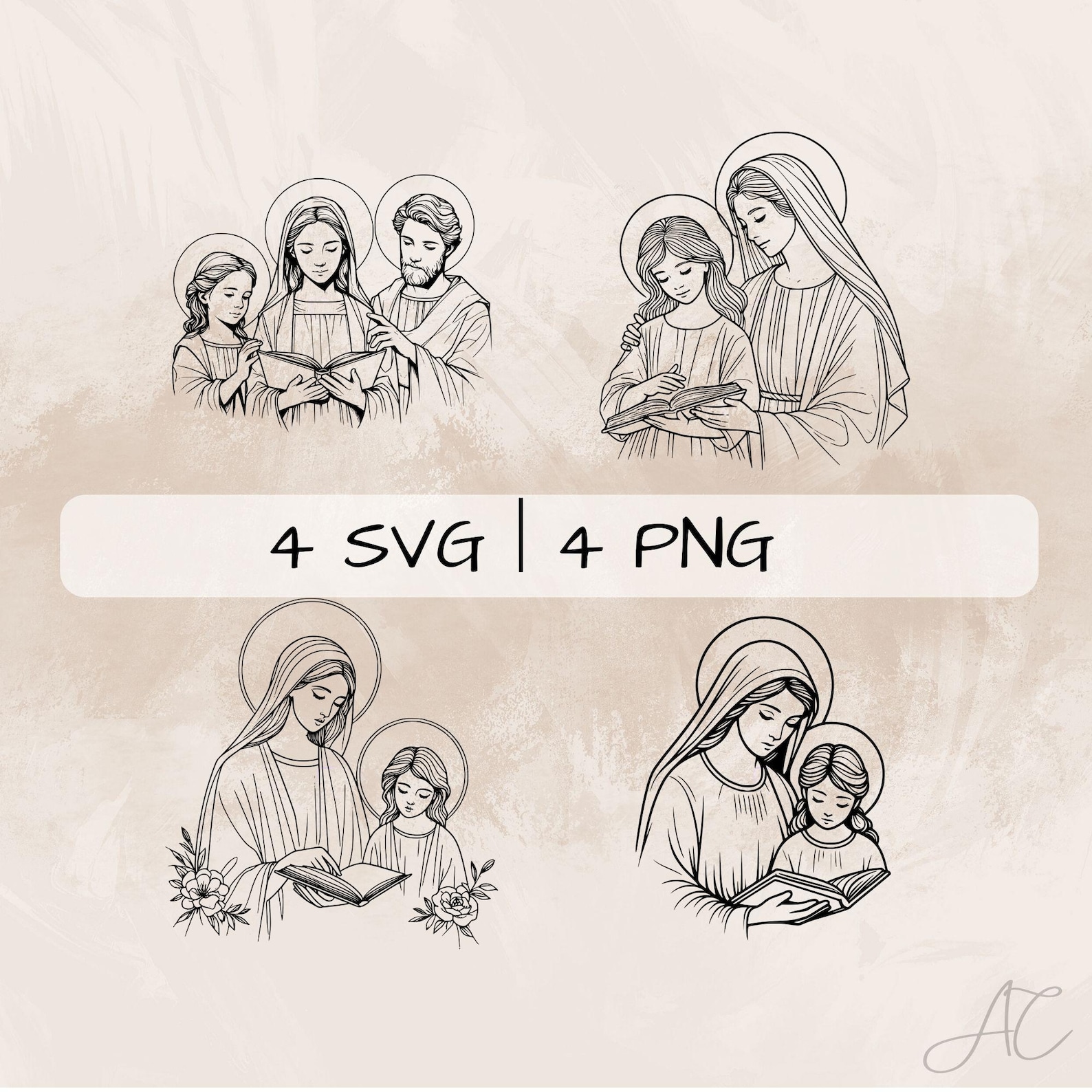 Saint Anne SVG Bundle, St Anne PNG ,saint Anne Clipart, Hand Drawn ...