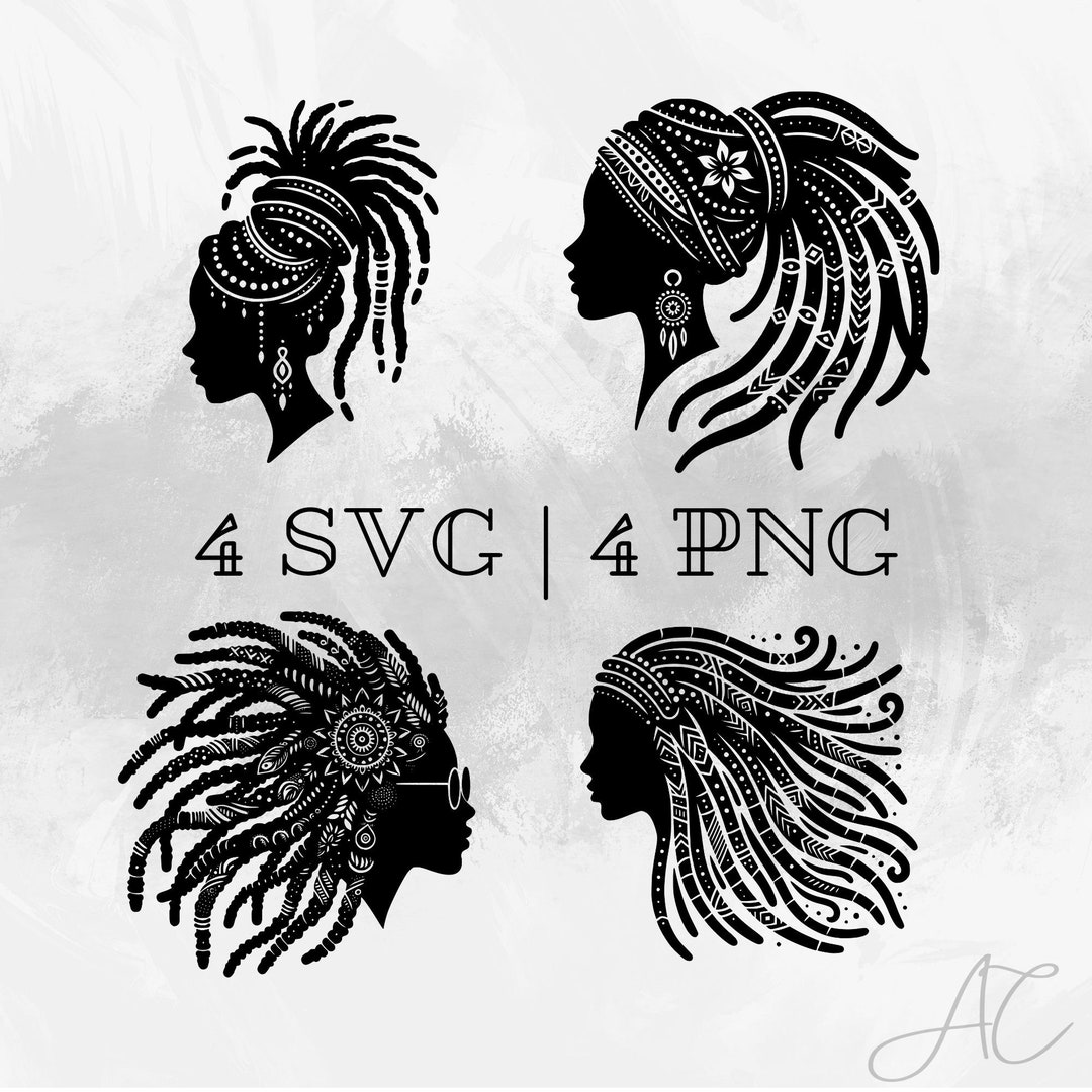 Dreadlocks SVG Bundle, Dreadlocks Silhouette PNG, Hair Clipart, Hand ...