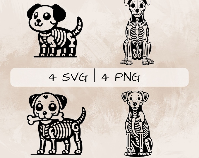 Dog Skeleton #4 Svg, Dog Svg, Kanine Svg, Dog Skeleton Dxf, Dog ...
