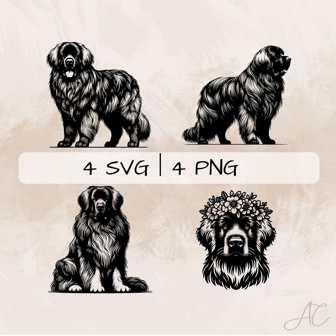 Leonberger SVG Bundle, Leonberger PNG, Leonberger Puppy Clipart, Hand ...