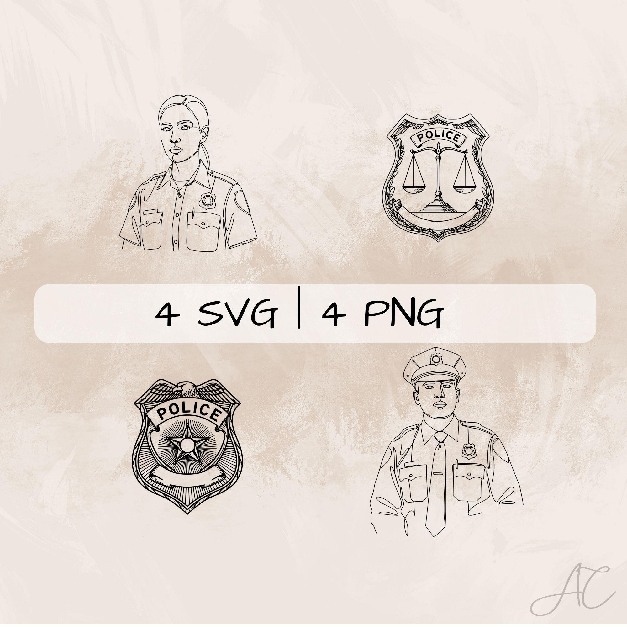 Police SVG Bundle, Police Officer PNG ,police Badge Clipart, Hand Drawn ...